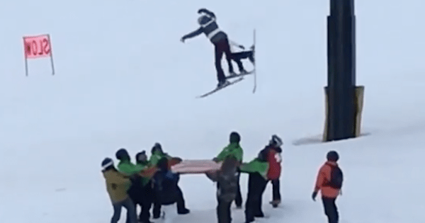 Skier Caught In Chair Lift Jumps Down 20 Feet To Safety