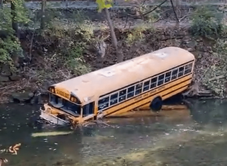 Meanwhile in Pennsylvania: Wild Video Shows School Bus Plunging Into ...