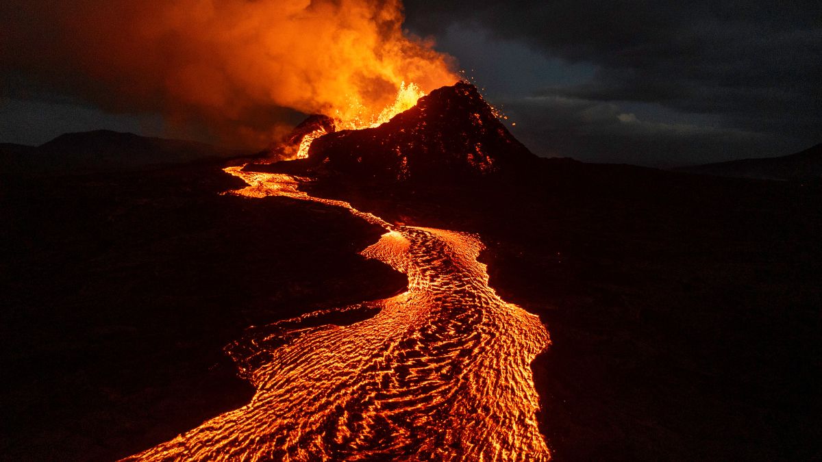 Iceland’s Volcano Engulfs a Whole Car Park in Drone Video - Mandatory