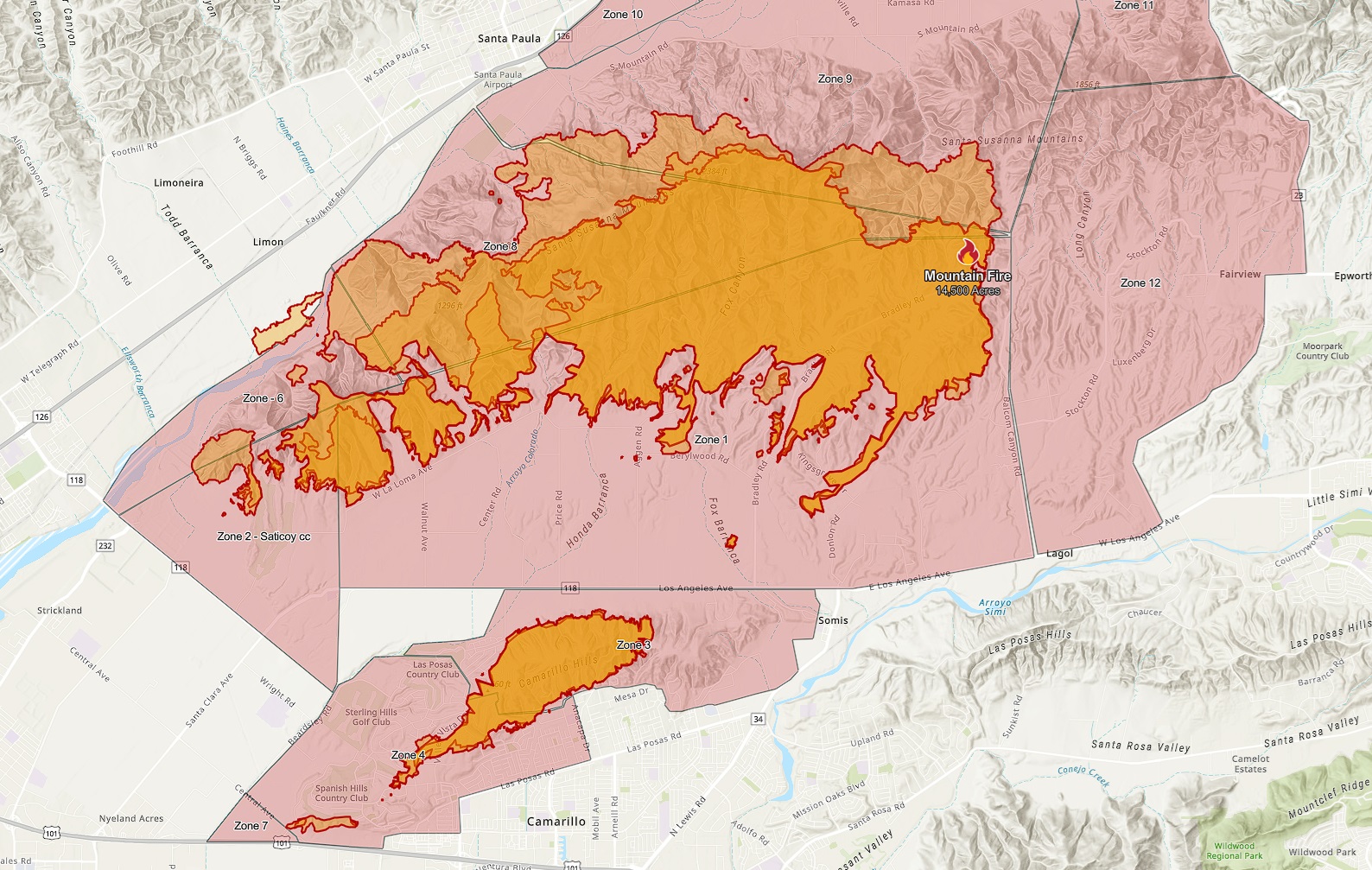 Here's Where The Mountain Fire Could Spread, Ventura County Fire ...