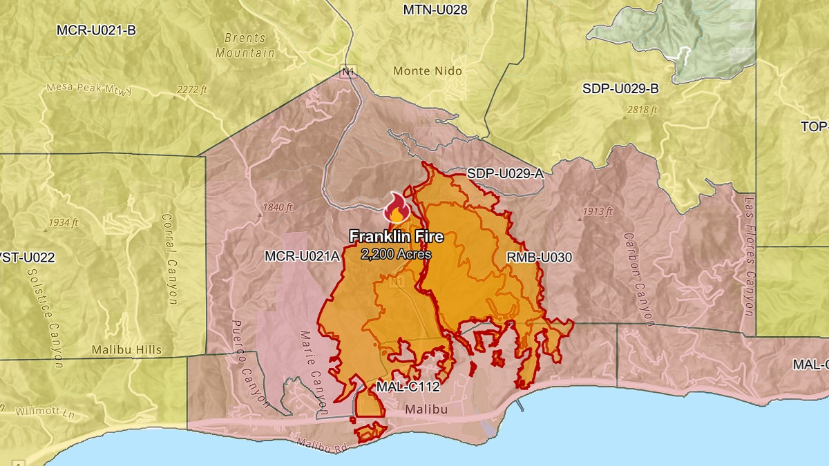 Malibu Fire Map: Containment of Franklin Wildfire So Far [Update ...