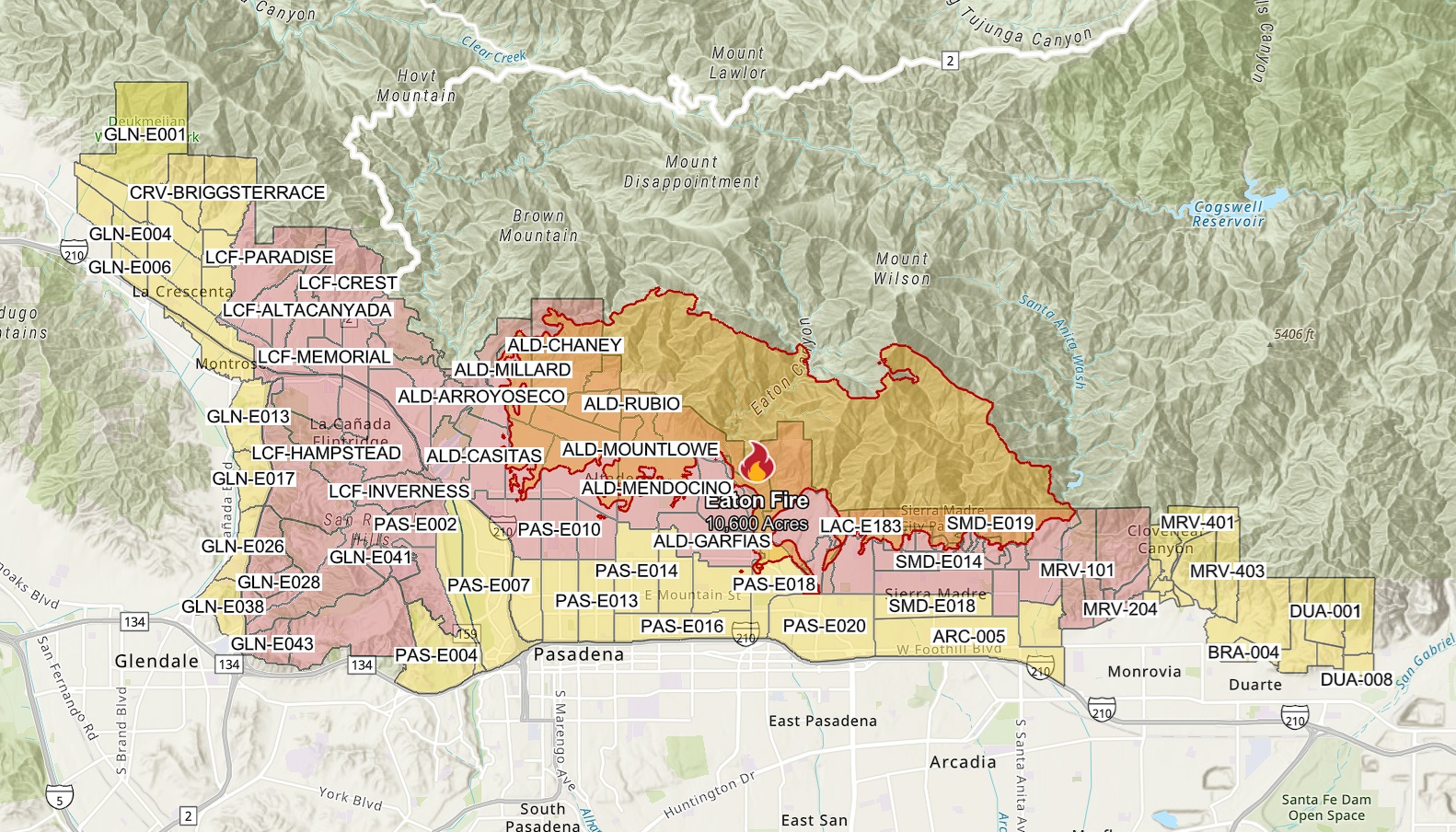 Eaton Fire Map Shows Containment So Far in Los Angeles [Update] - Mandatory