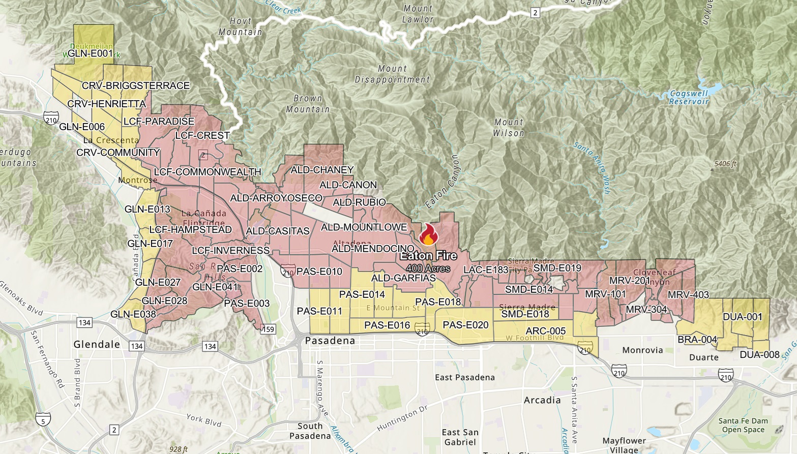 Eaton Fire Map Shows Containment So Far in Los Angeles [Update] - Mandatory