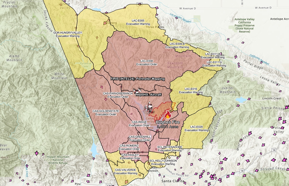 Hughes Fire Map in Los Angeles County Shows How Fast the Wildfire Has ...