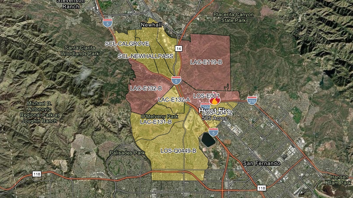 Hurst Fire Map in Sylmar Shows Yet Another Wildfire in Los Angeles ...