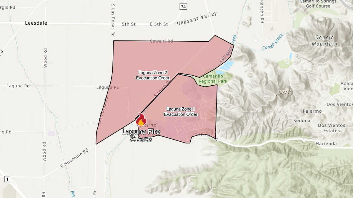 Laguna Fire Map Near Camarillo Reveals How Far The Flames Have Spread ...