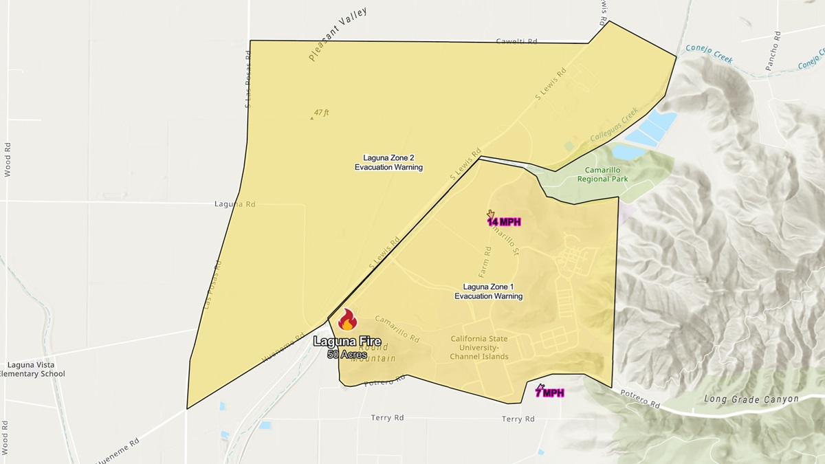 Laguna Fire Map Near Camarillo Reveals How Far The Flames Have Spread ...