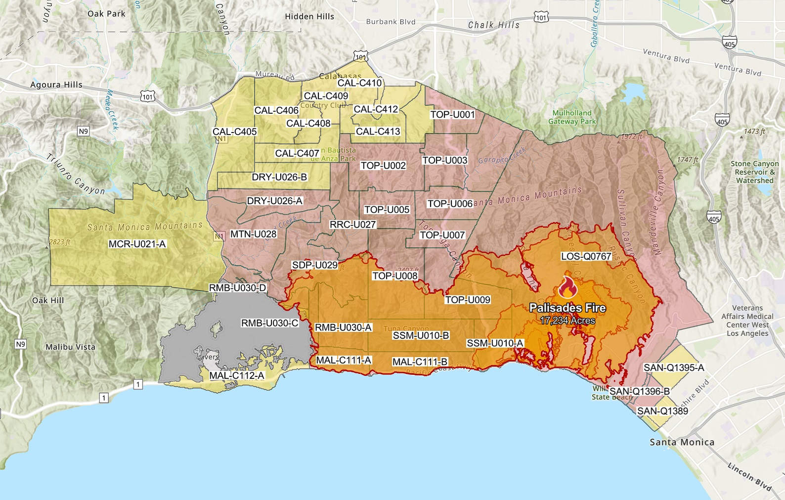 Palisades Fire Map Reveals How Far The Flames Have Spread in Los ...