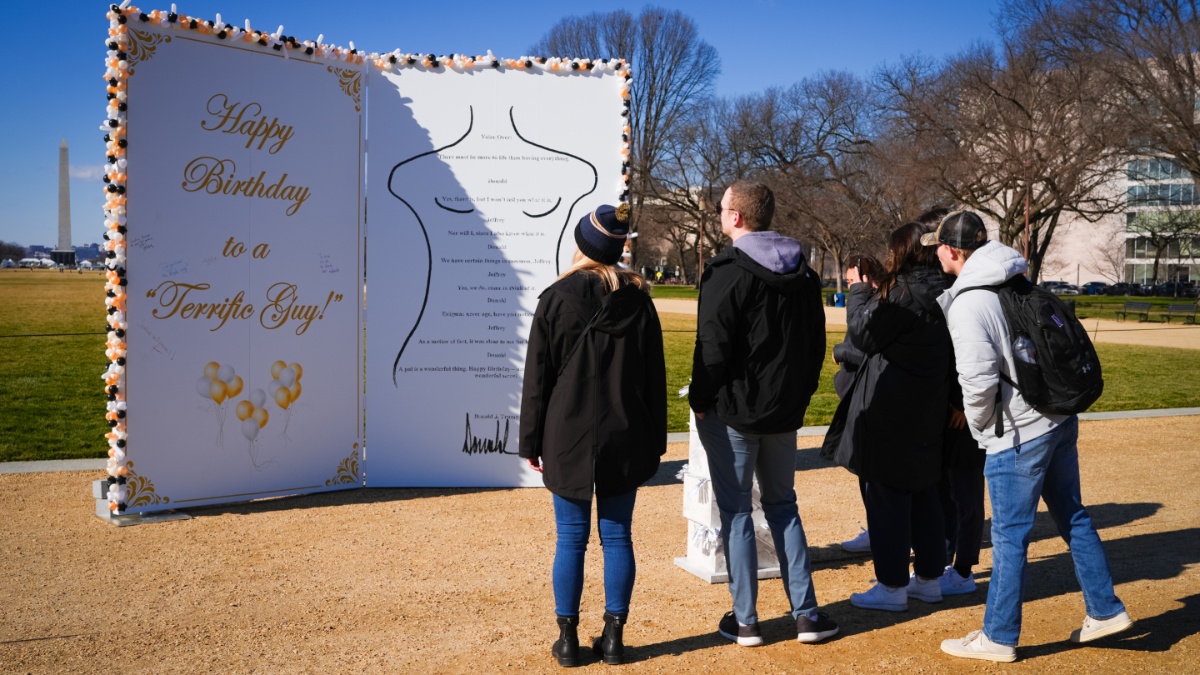 Alleged Trump Birthday Card to Epstein Recreated on Massive Scale ...