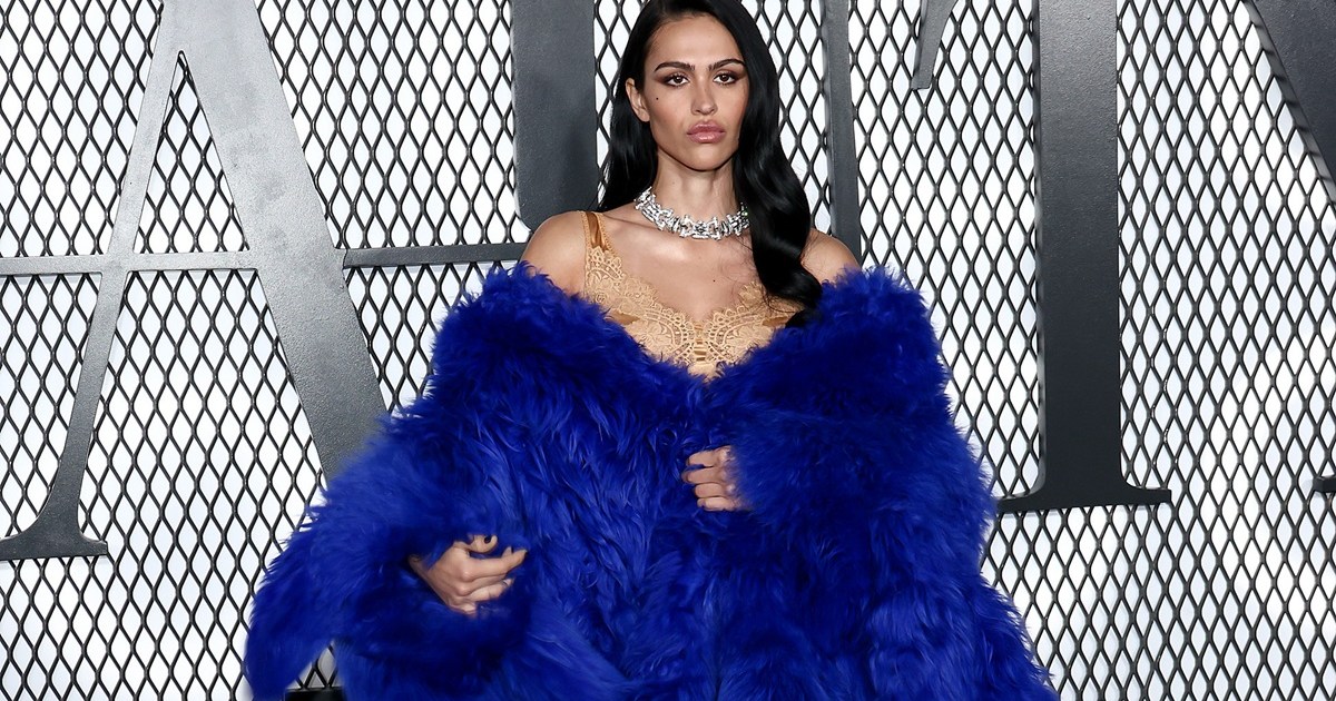 Amelia Gray Layers Micro Minidress With Fur Coat in Photos - Mandatory