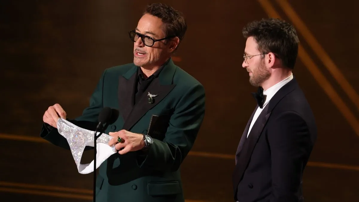 Avengers Reunite! Robert Downey Jr. Gifts Chris Evans Underwear at ...