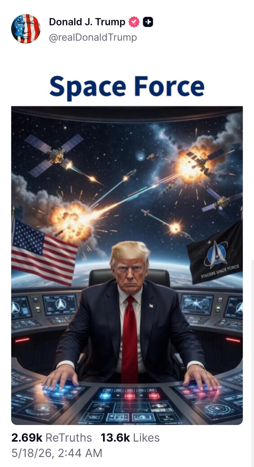 Donald Trump Keeps Posting AI Images of Space - Mandatory