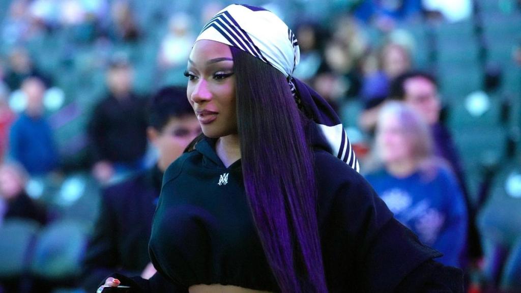 Megan Thee Stallion Gives a Peek of Lacy Bralette Under Blazer - Mandatory