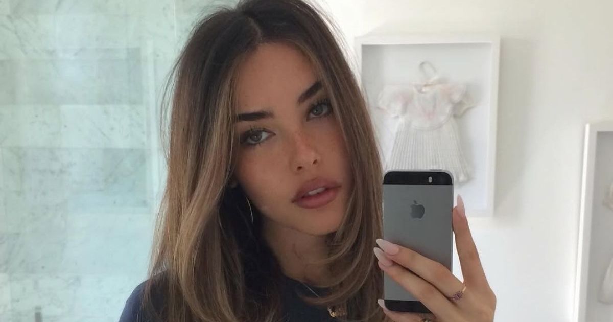 Madison Beer's Strapless Top Barely Holds on Over Tiny Micro Miniskirt ...